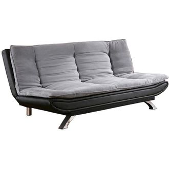 Vente-Unique Vente-unique - Canap&eacute; convertible clic-clac en tissu et simili demido iii - Gris et noir
