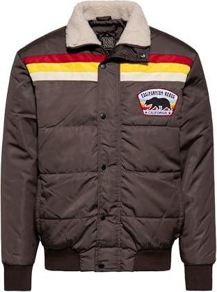 King Kerosin Veste dhiver pour homme - Veste de ski - Rétro - 1970 - 70S - Sherpa - Teddy - Patch - California - Veste matelassée Californian Rebel, marron, L