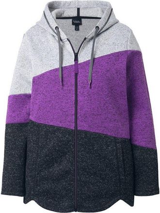Ulla Popken Sweatjacke Strickfleece-Jacke Colorblocking Kapuze Zipper