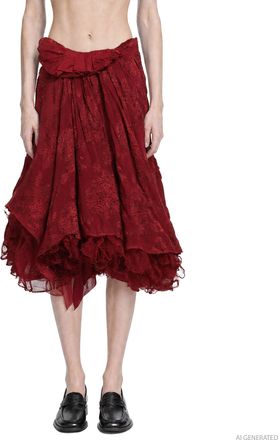 Marc Le Bihan Draped Viscose Silk Brocade Skirt