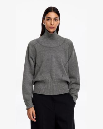 Arket Pullover Aus Merinowolle Mit Stehkragen -Grau