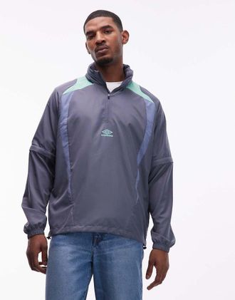 Umbro Veste coupe-vent &agrave; manches zipp&eacute;es - Gris et bleu
