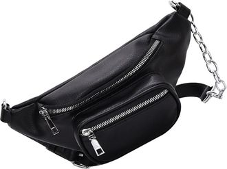 Hemoton Pu Leder Damen Bauchtasche mit Kettenriemen Verstellbarer Gürtel Vielseitig als Crossbody Schultertasche Modisch und Geräumig für Alltag Reisen und Ou