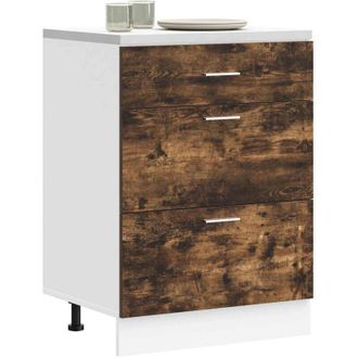 vidaXL Vidaxl - Meuble bas de cuisine Lyon Ch&ecirc;ne fum&eacute; Bois ding&eacute;nierie