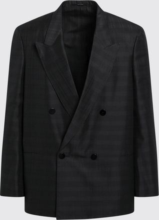 Gucci Blazer crois&eacute; en soie &agrave; rayures avec revers en pointe