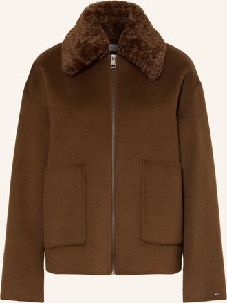 Tommy Hilfiger Kastenjacke Mit Abnehmbarem Kunstfell-Kragen braun