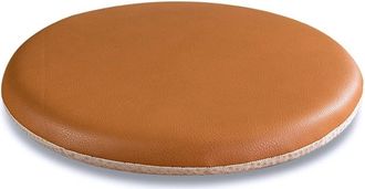 Generic Abnehmbare Runde Stuhlkissen Memory-Schaum-Stuhlpolster,Rutschfestes Rund Sitzkissen Aus Leder,Geeignet for B&uuml;ro, Wohnzimmer, Esszimmer(Camel,28cm/11i