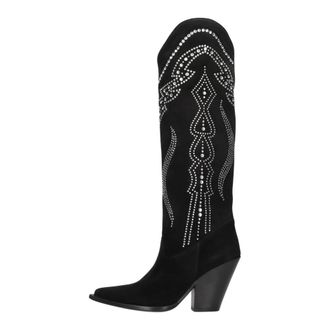 Elena Iachi Peggy Wildleder Cowboy Boots - - Shoes - Damen - Schwarzk - 37 1/2 EU