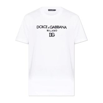 Dolce & Gabbana Homme, Tops, Blanc, Taille: L Logo T-Shirt
