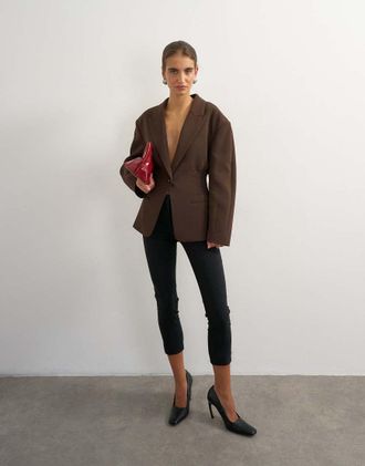 Topshop taillierter Blazer in Schokobraun