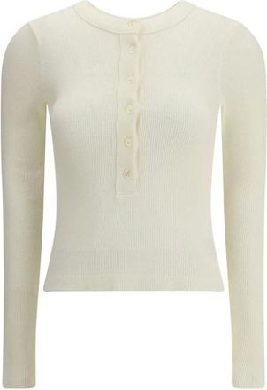 Citizens Of Humanity Femme, Pulls, Blanc, Taille: 42 FR Haut Henley côtelé avec fermeture à bouton