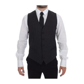 Dolce & Gabbana Grau Gestreifte Formelle Weste - - Suits - Herren - Schwarzk - M