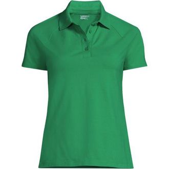 Lands End Piqu&eacute;-Poloshirt SLIM FIT mit kurzen &Auml;rmeln, Damen, Gr&ouml;&szlig;e:44-46 regular, Gr&uuml;n, Baumwolle/Baumwoll-Mischung, by Lands End