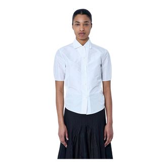 Jil Sander Kurz&auml;rmeliges Baumwollpopeline-Hemd - - Blouses & Shirts - Damen - Wei&szlig; - M