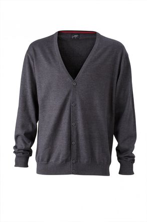 James & Nicholson Herren-Cardigan mit V-Ausschnitt - Cardigan f&uuml;r Herren mit V-Ausschnitt Gr. XXXL, melange anthracite