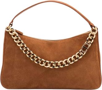 Twinset Femme, Sacs, Brun, Taille: ONE Size Suede Texture Chain Detail Top Handle