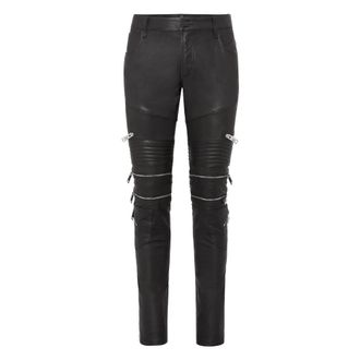 Philipp Plein Leder Biker Hose - - Trousers - Herren - Schwarzk - 5XL