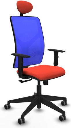 Piqueras y Crespo Schreibtischstuhl mit 1D-Armlehnen, h&ouml;henverstellbare Lendenwirbelst&uuml;tze und festes Kopfteil, ausgestattet mit 3 Positionen und Schneidschaum, Blau/Du