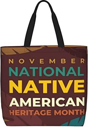 Generic Sac Fourre-Tout Mois Du Patrimoine Am&eacute;rindien Fiert&eacute; Autochtone Sac &Agrave; Provisions En Toile Lavables Personnaliser Sacs &Agrave; Main, Pour Burea, Voyage, Shop
