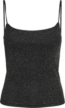Vero Moda Vmkanva JRS Débardeur Court à Paillettes Haut, Noir/détails : Lurex argenté, XS Femmes