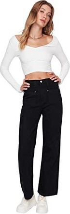 Trendyol Jean Ample, Noir, 70 Femme