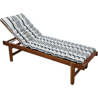 Lovely Casa Matelas bain de soleil ext&eacute;rieur &agrave; rayures Bleu 180x60 cm