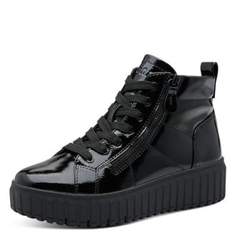 Jana Femme Damen Lace Boot Flat Vegan Botte Tendance, Imprimé Noir, 39 EU