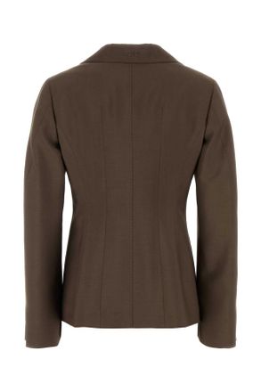 Fendi Womens Single Blazer Brown Wool Mohair Blazers