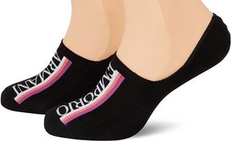 Emporio Armani 2-Pack Long Socks Chaussettes, Noir/Noir, S-M Femme