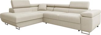 Mirjan24 Ecksofa Torezio Premium mit Bettkasten, Einstellbare Kopfstützen, Sofa mit Schlaffunktion, Eckcouch für Wohnzimmer, L-Form Couch mit Bettfunktion (Ven