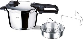 FISSLER Vitavit Premium/Schnellkochtopf (8 L, &Oslash; 26 cm) Edelstahl-Dampfkochtopf, 2 Garstufen - Induktion