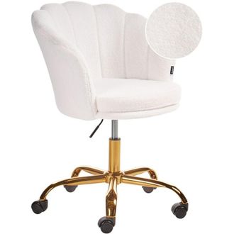 Beliani Beliani - Chaise de Bureau Blanche en Boucle Glamour Fauteuil Coquillage Pivotant Monticello ii