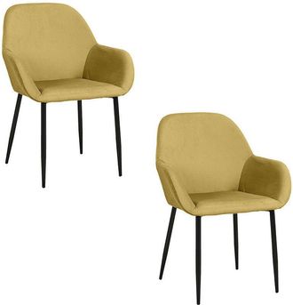 The Home Deco Factory The Home Deco Factory - Fauteuil En Velours Côtelé Giulia Jaune Home Deco Factory