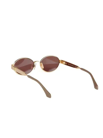 Ana Hickmann AH3341 Metal Frame Oval Sunglasses - Gold