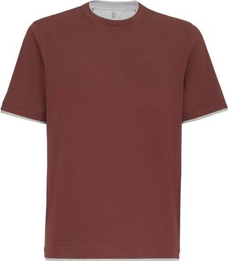 Brunello Cucinelli Cotton Jersey Crew-neck T-shirt With Faux-layering