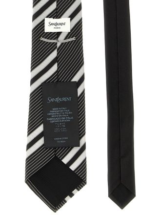 Saint Laurent Jacquard Diagonal Striped Necktie - Black