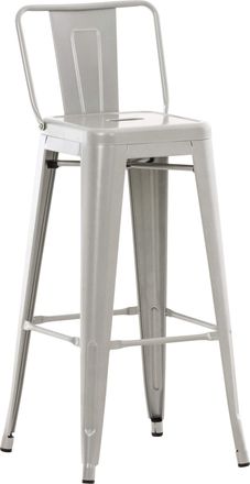 Clp Barhocker Mason aus Metall I Barstuhl mit Rückenlehne I Tresenhocker mit Fußstütze, Farbe:Silber