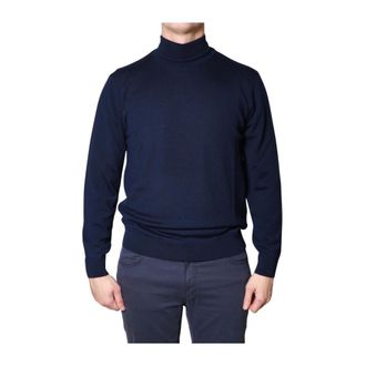 Daniele Fiesoli Homme, Pulls, Bleu, Taille: 2XL Pull &agrave; col roul&eacute; en m&eacute;rinos bleu marine