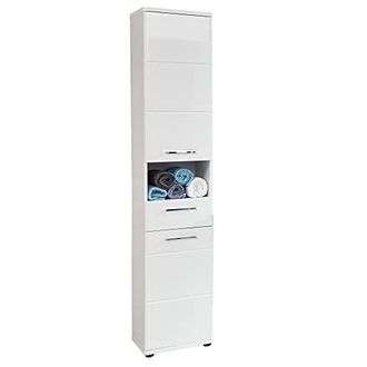 Trendteam Armoire Haute - Salle de Bain - Support - Taille dassemblage (LxHxP) 37 x 189 x 34 cm - Couleur Blanc Brillant - 195610101