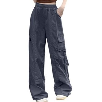 Generic Pantalon cargo baggy pour femme, style streetwear, hip-hop, pantalon de jogging avec cordon de serrage, pantalon ample &agrave; jambes larges, gris, XXL