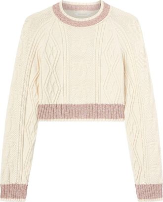 Palm Angels pull en maille torsadée à logo - Tons neutres