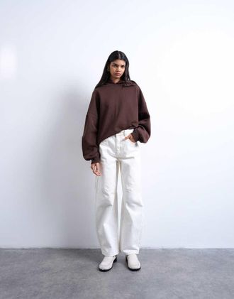Topshop Jean ample &agrave; taille mi-haute - Blanc os