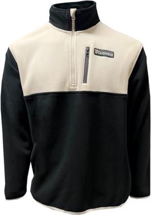 Guinness Pull en polaire &agrave; demi-fermeture &eacute;clair - Noir et cr&egrave;me - Pull dext&eacute;rieur chaud et &eacute;l&eacute;gant, taille M