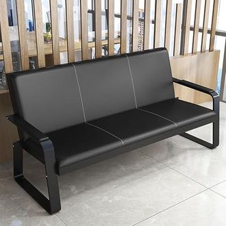 Generic Banc de Salle Dattente avec Dossier, Mobilier de Bureau en Cuir PU avec Accoudoirs, Chaise de Salle Dattente avec Cadre en Métal, for Salon de Beauté,
