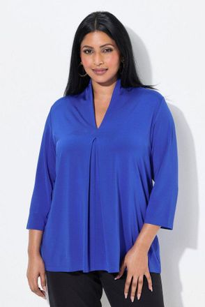 Ulla Popken T-Shirt Slinkyshirt A-Linie Kelchkragen Zierfalte 3/4-Arm