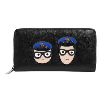 Dolce & Gabbana Schwarzes Leder Rei&szlig;verschluss Continental Herren Geldb&ouml;rse - - Accessories - Herren - Schwarzk - ONE SIZE