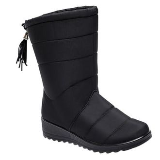 Beaupretty Bottes de Neige Hautes pour Femme Bottines &agrave; Pompons Noires Taille 36 Chaussures DHiver Imperm&eacute;ables et Antid&eacute;rapantes Semelle &Eacute;paisse Stable Chaussur