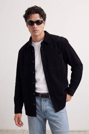 Trendyol MAN Herren Schwarz Einfarbig Lang Regular Fit Hemden