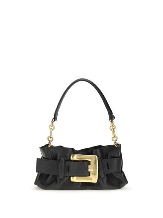 Balmain Womens Shoulder Bag Mini Anthem Black Calf Suede