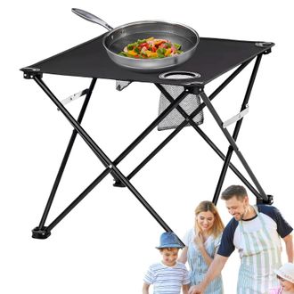 Generic Campingtisch, faltbar, mit 2 Getr&auml;nkehaltern, tragbar, f&uuml;r Wandern, Reisen, Angeln, Picknick, Terrasse, Garten